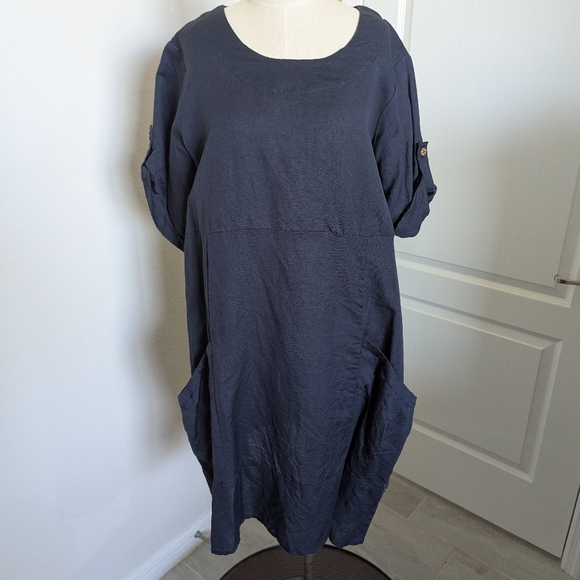 Vasana | Tops | Nwt Vasna Navy Blue Linen Dress | Poshmark